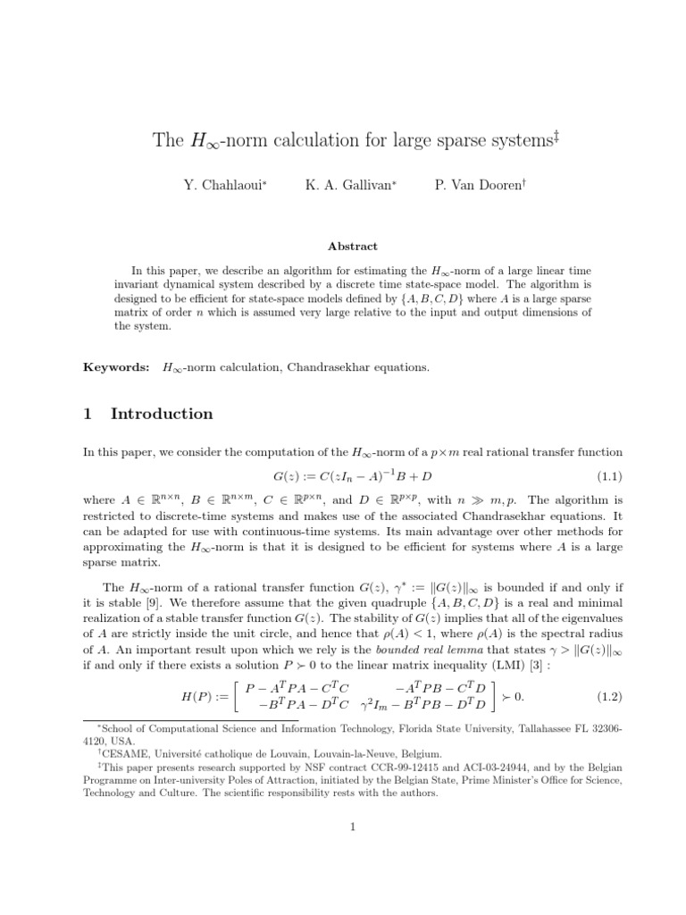 H-Infinity Norm For Sparse Vectors | PDF | Eigenvalues And Eigenvectors | Matrix (Mathematics)