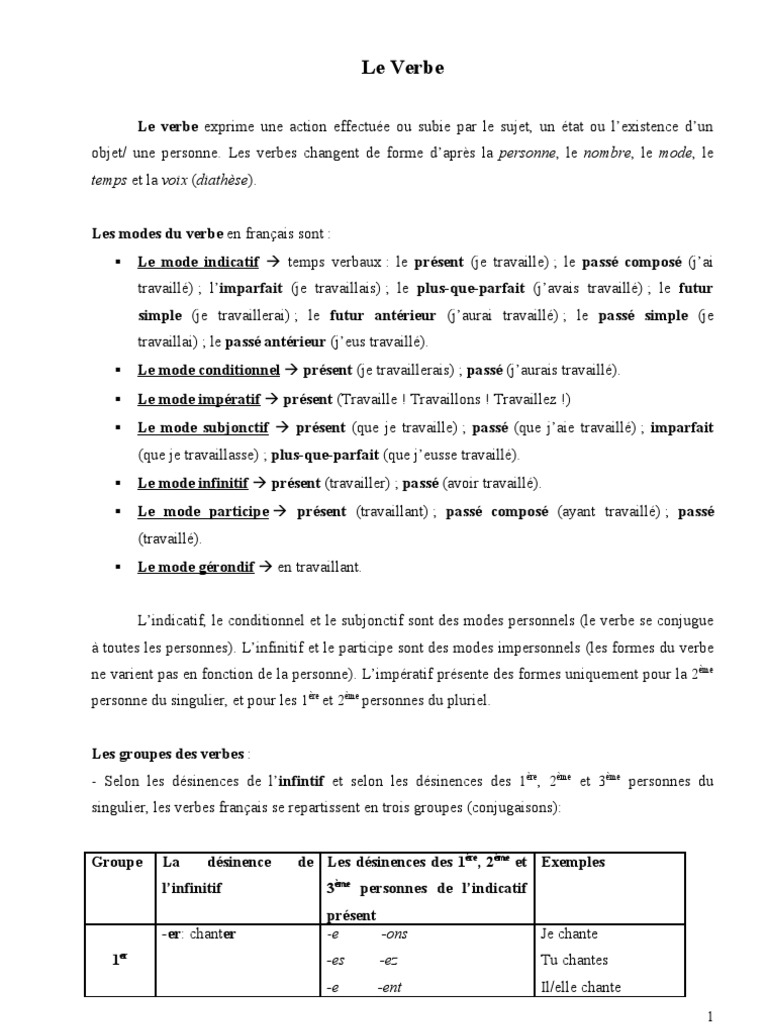 Le Verbe | PDF | Verbe | Conjugaison