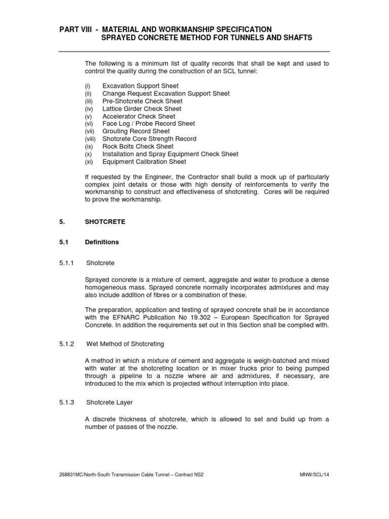 Shotcrete Requirements | PDF | Concrete | Tunnel