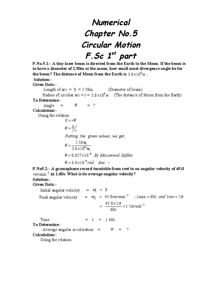 Physics Numerical | PDF | Torque | Rotation Around A Fixed Axis