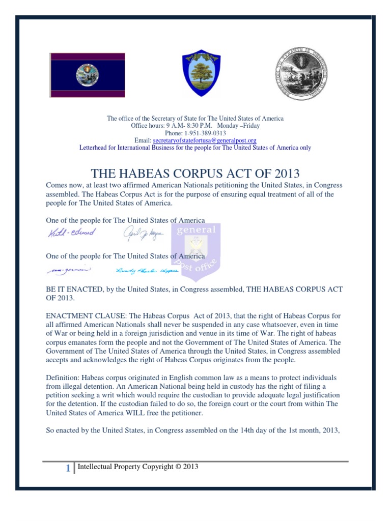 Habeas Corpus Act of 2013 | PDF