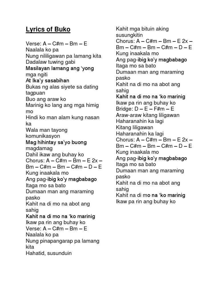 Lyrics of Buko | PDF