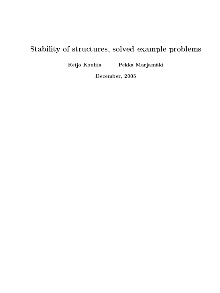 Stability of Structures - Solved Examples | PDF | Calculus Of ...