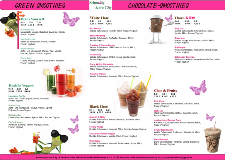Healthy Smoothie Menu Options | PDF