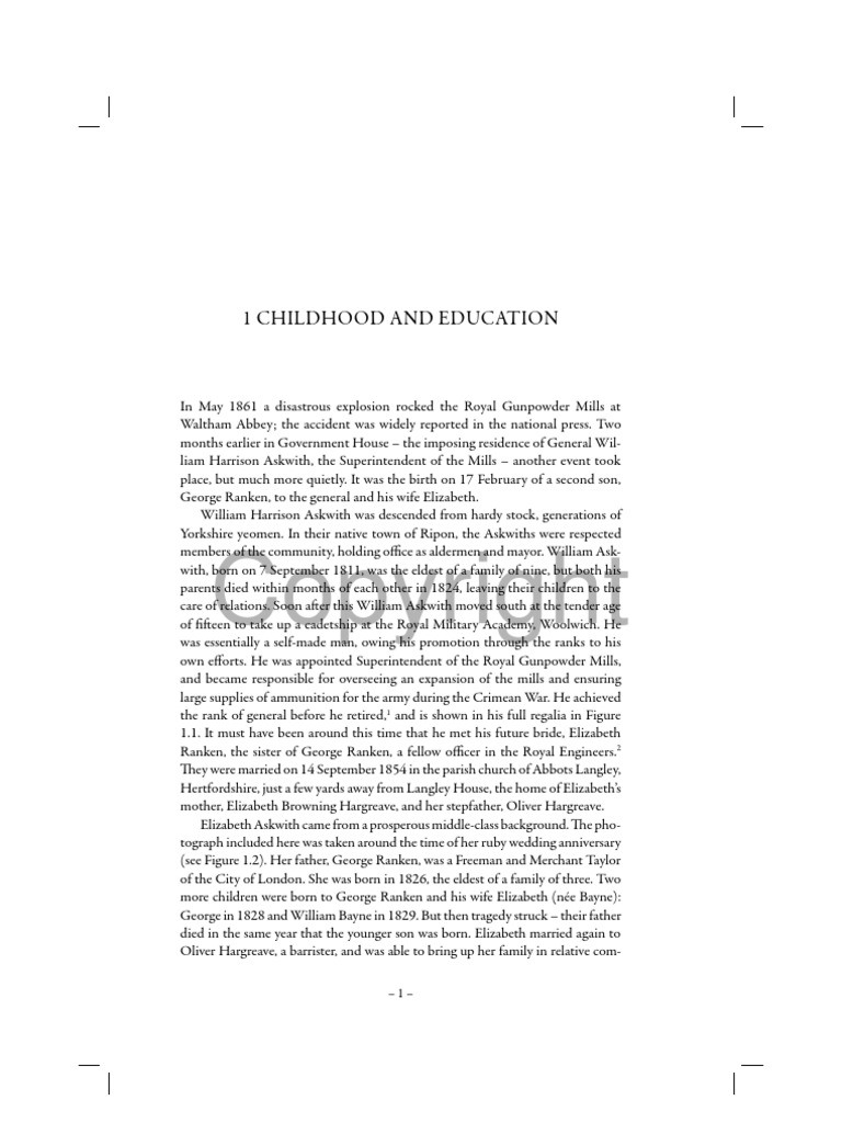 Chapter 1 From The Life of George Ranken Askwith, 1861-1942 | PDF