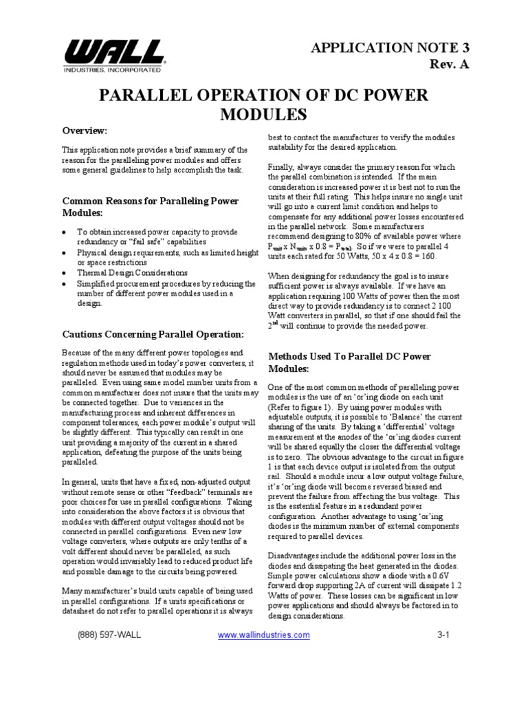 Parallel Operation of DC Power Modules An | PDF | Diode | Series And ...