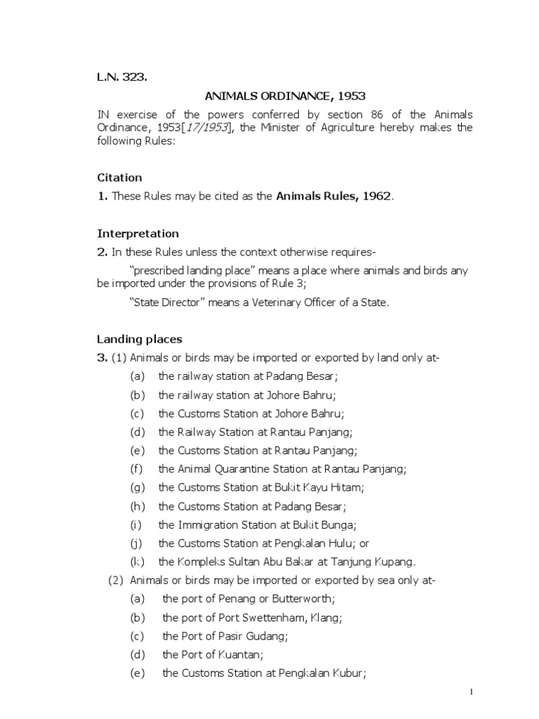 Animals Rules and Quarantine in Malaysia | PDF | Animal Slaughter ...