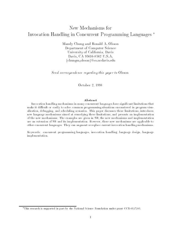 New Mechanisms For Invocation Handling in Concurrent Programming Languages | PDF | Scheduling ...