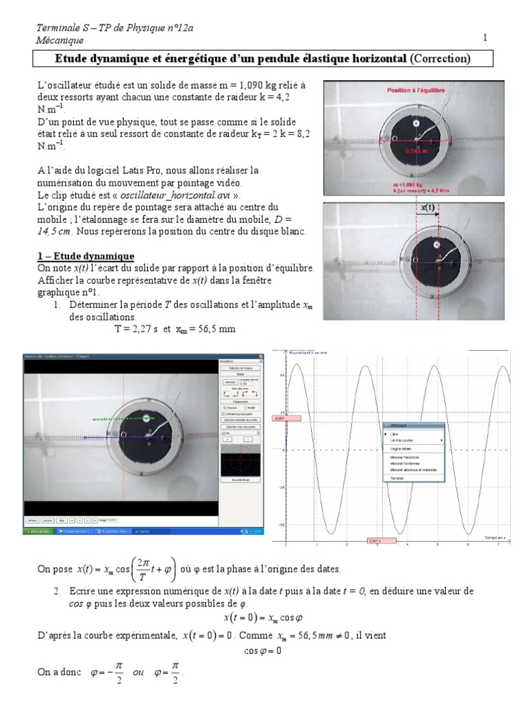 Étude Pendule Élastique Horizontal | PDF | Élasticité (Physique) | Pendule (physique)