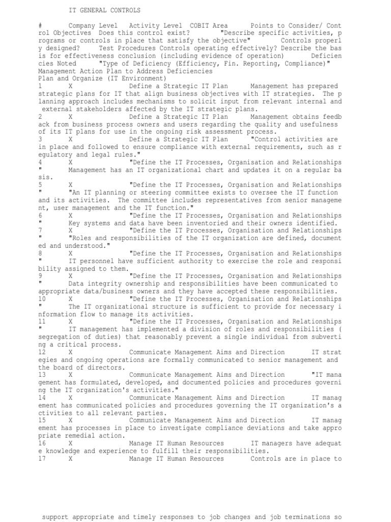 IT General Controls Questionnaire | Download Free PDF | Computer ...