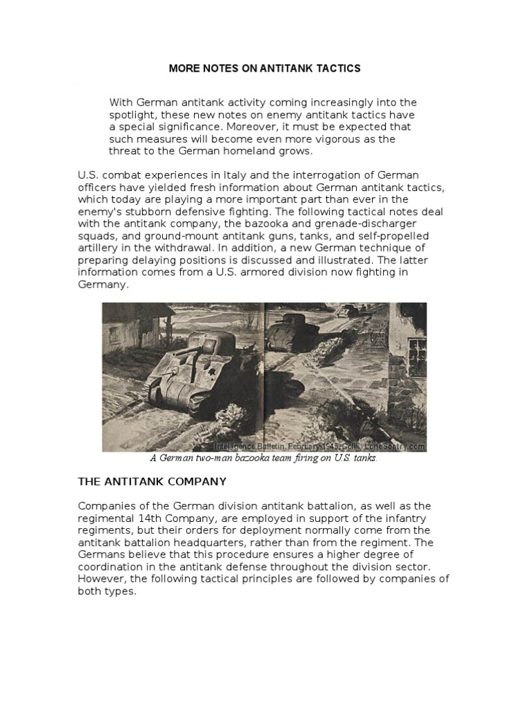 Antitank Tactics | PDF | Anti Tank Warfare | Company (Military Unit)