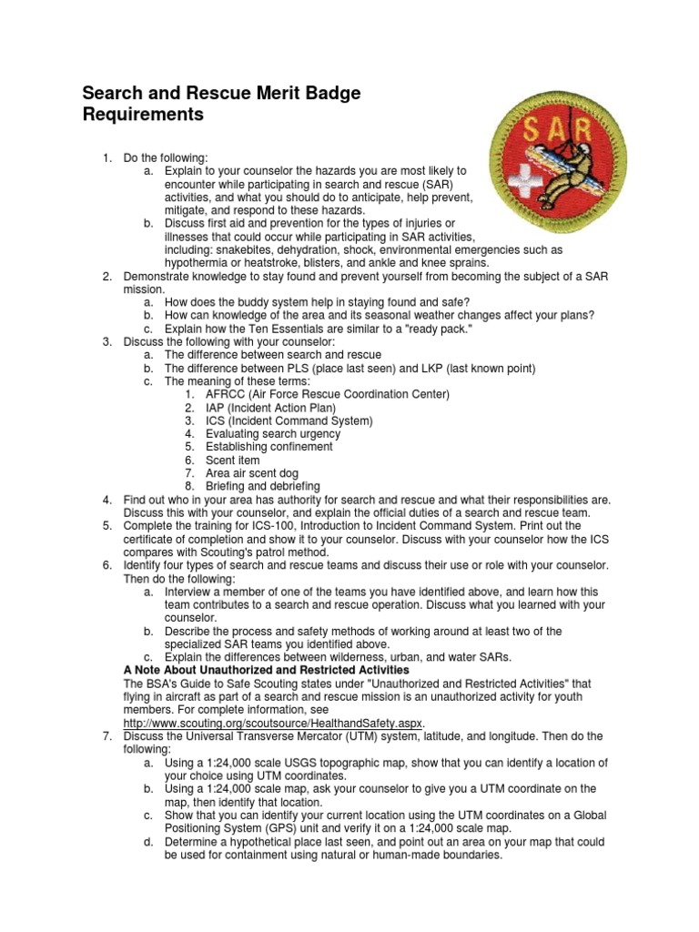 Search and Rescue Merit Badge Requirements | Incident Command System ...