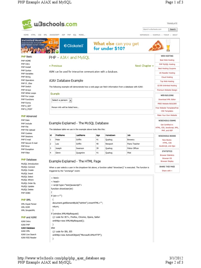 Ajax and Mysql | PDF | Ajax (Programming) | Php Ajax and Mysql | PDF | Ajax (Programming) | Php