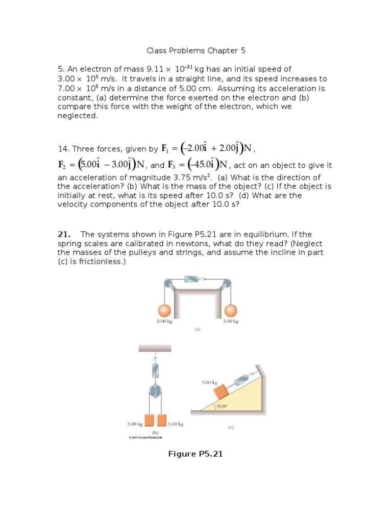 Physics Class Problems: Forces & Motion | PDF