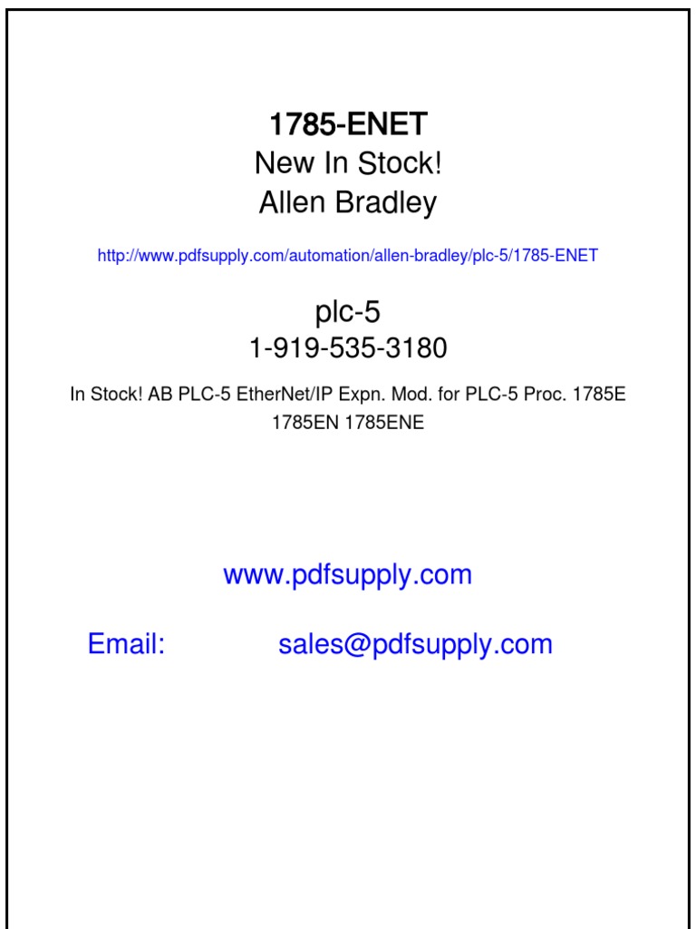 1785-ENET Allen Bradley New in Stock!: Email | PDF | Electrical ...