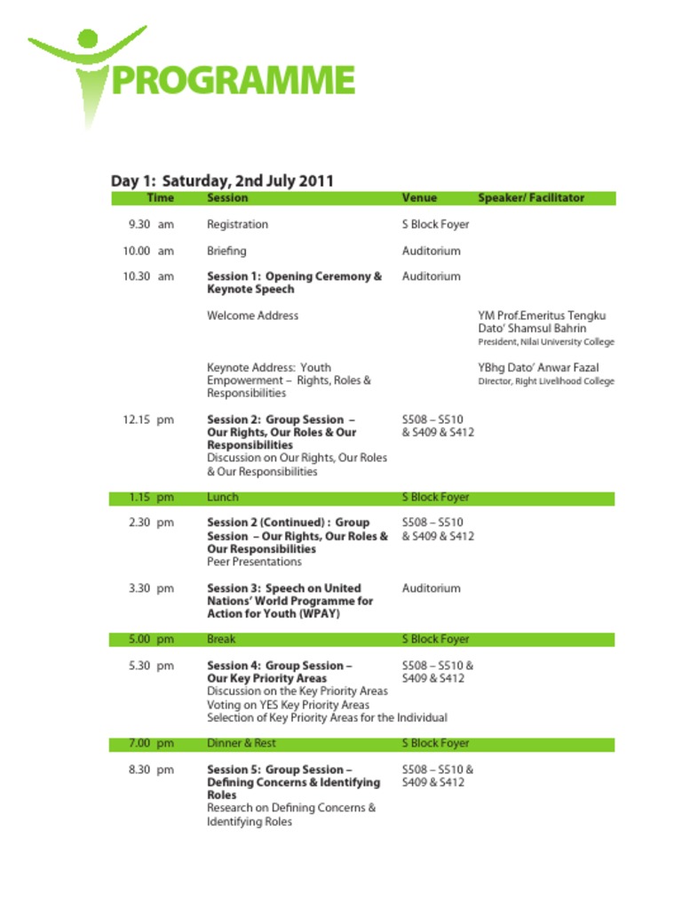 Programme Programme: Day 1: Saturday, 2nd July 2011 Day 2: Sunday, 3rd ...