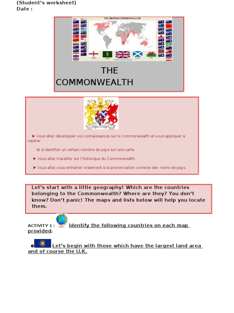 THE Commonwealth: Activity 1 | PDF | Commonwealth Of Nations
