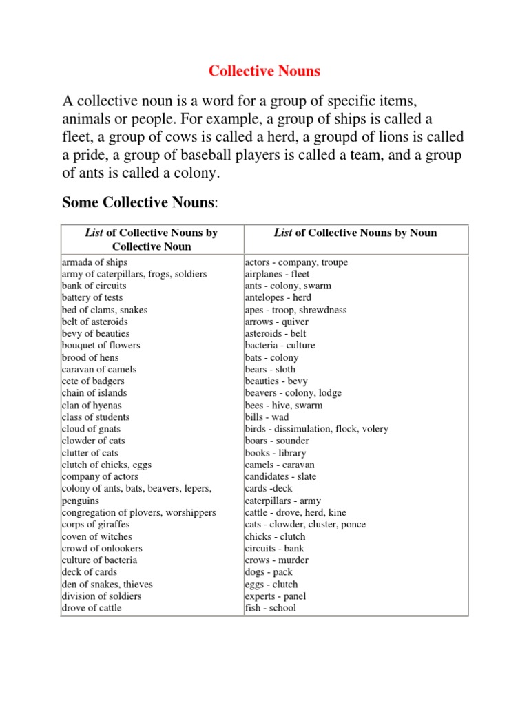 Collective Nouns | PDF | Lion | Sheep