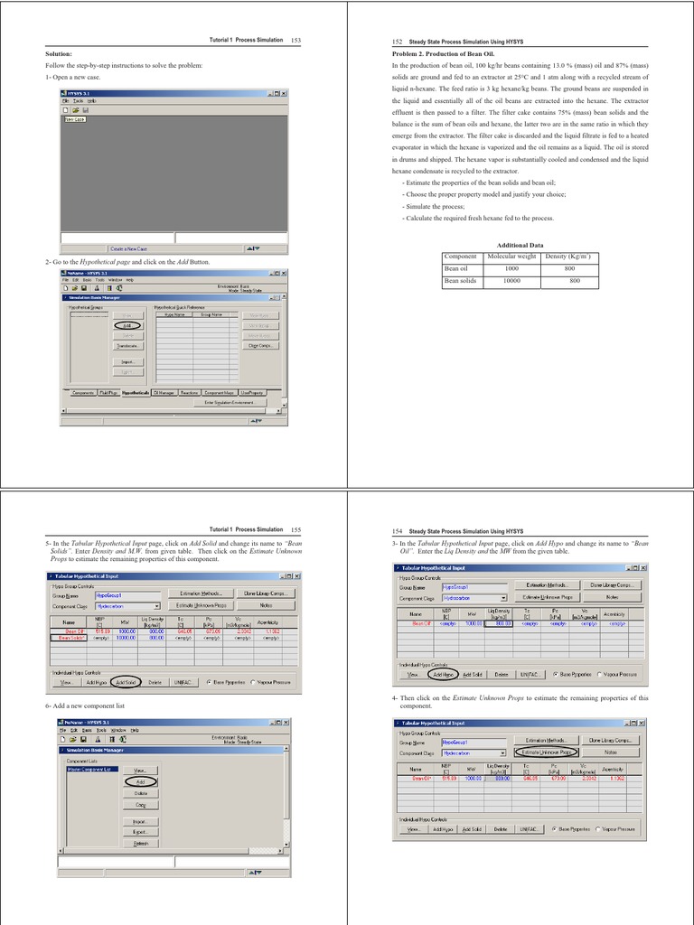 Problem 2. Production of Bean Oil. Solution:: Steady State Process Simulation Using HYSYS ...