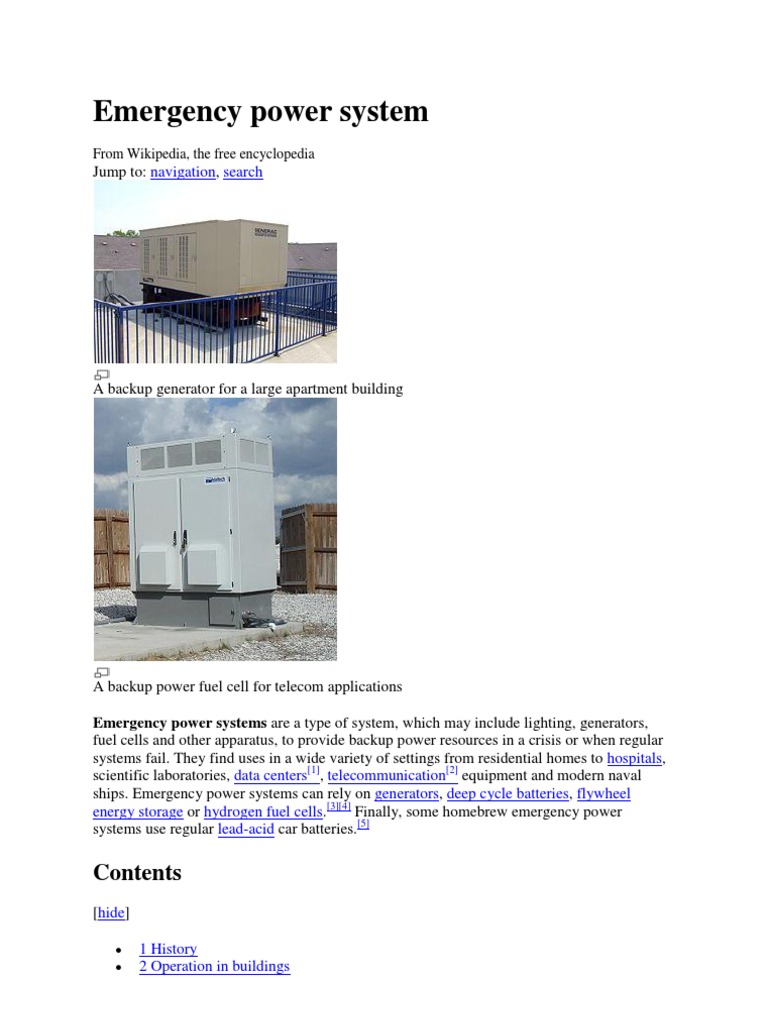 Emergency Power System: Navigation Search | Download Free PDF | Nature ...