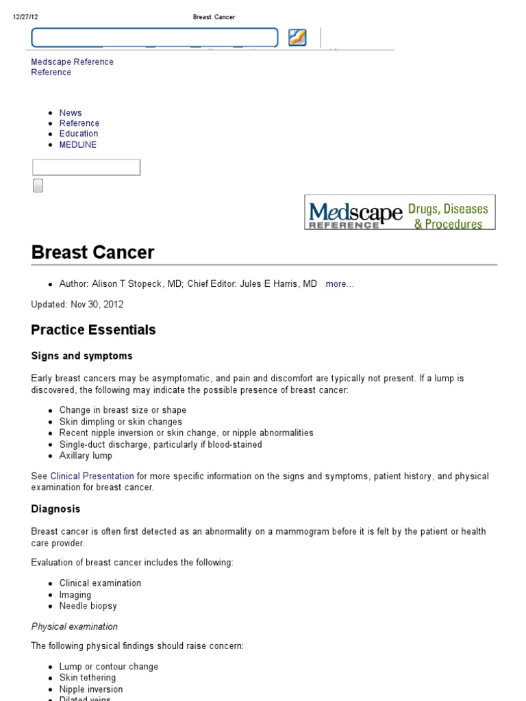 Breast Cancer: Practice Essentials | PDF | Breast Cancer | Mammography