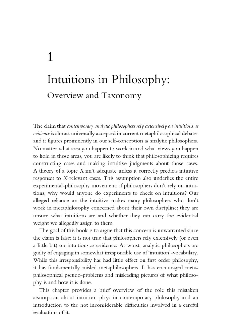 Intuitions in Philosophy | PDF | Metaphilosophy | Intuition