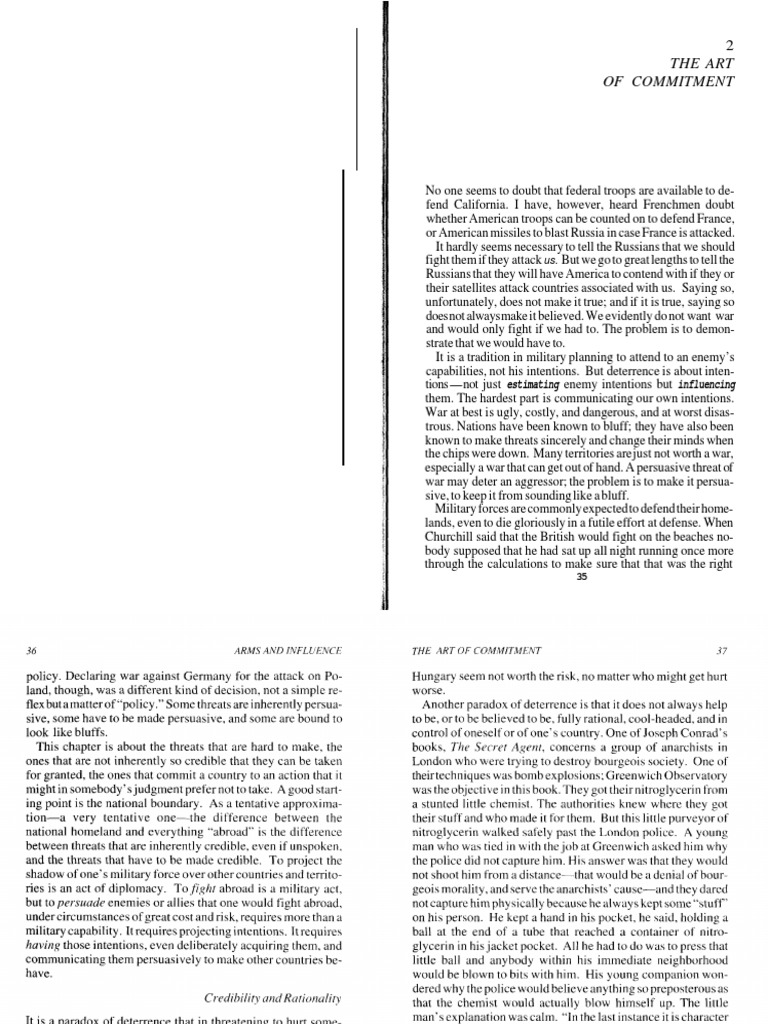 The Art of Commitment by Robert Schelling. | PDF | Deterrence Theory ...