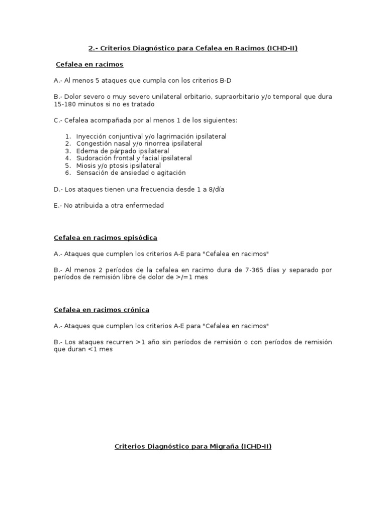 Criterios diagnóstico cefalea | PDF | Migraña | Síntomas y signos: general