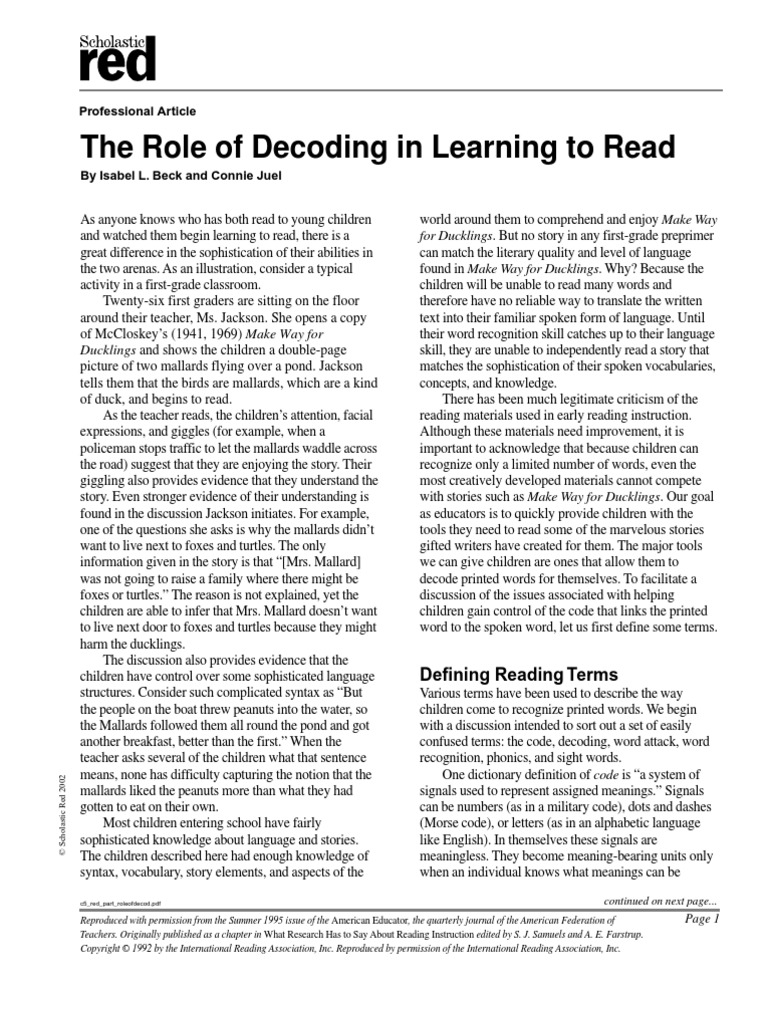 Decoding Skill Reading | PDF