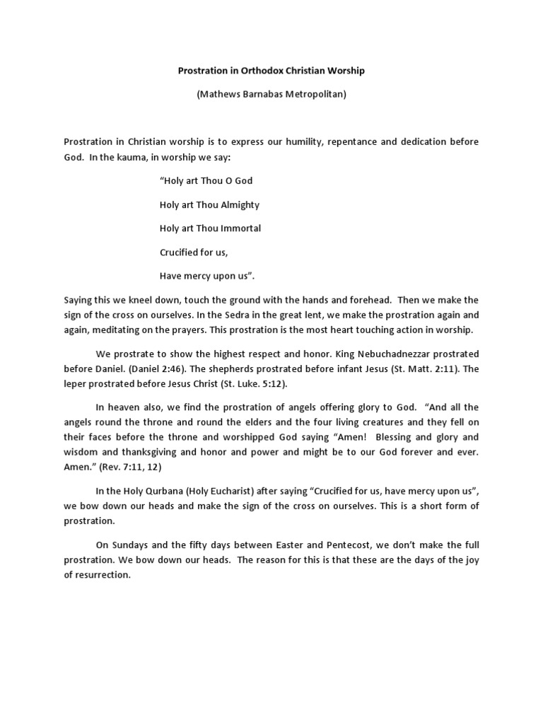 Prostration in Orthodox Christian Worship | PDF