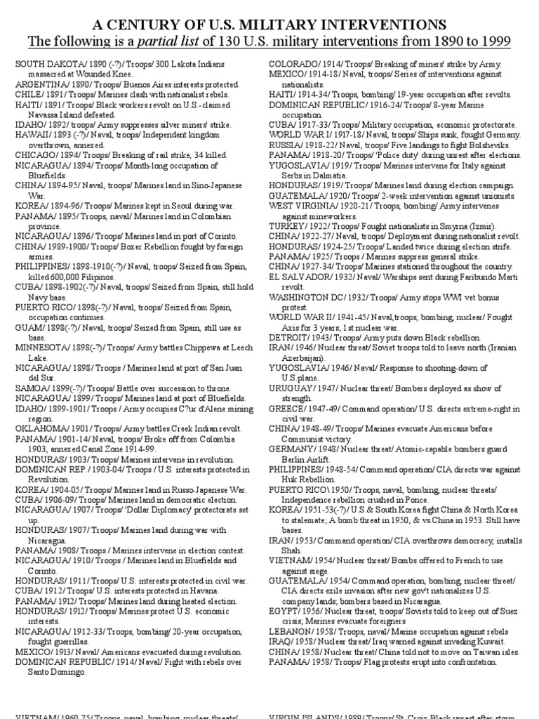 US Military Interventions, War | PDF | Vietnam War | United States ...