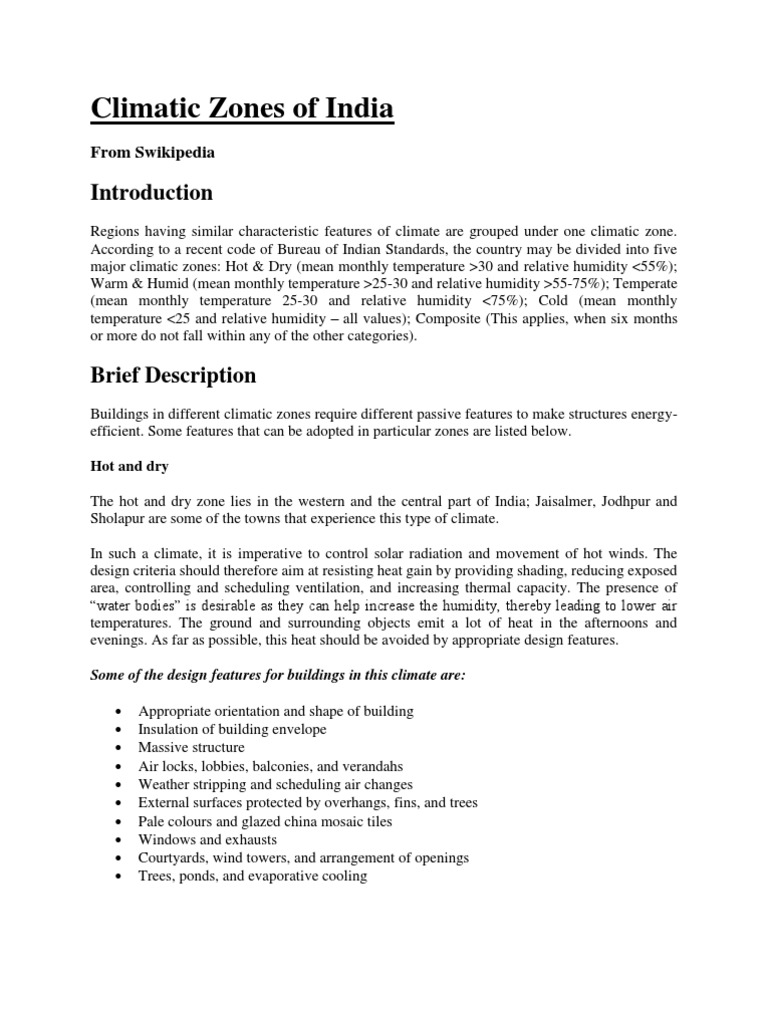 Climatic Zones of India | PDF | Building Insulation | Humidity