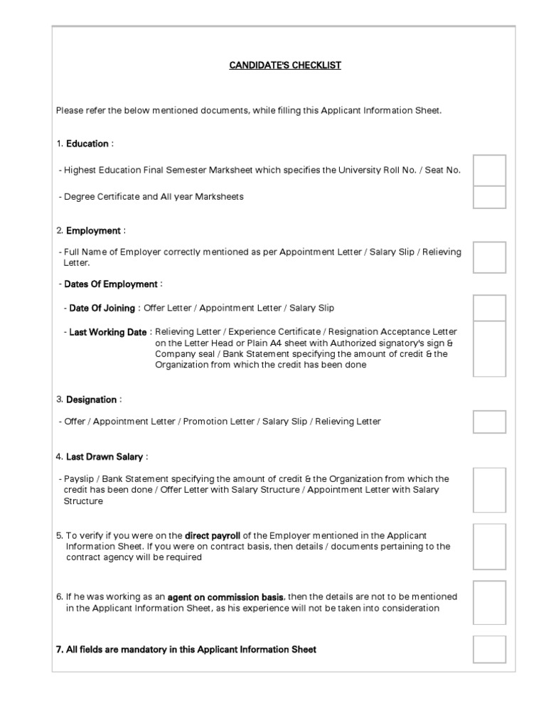 Applicant Information Sheet | PDF | Employment | Human Resources