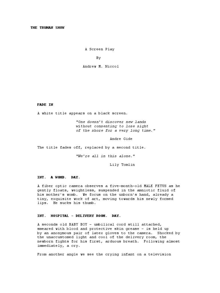 The Truman Show film Script | Taxicab | Leisure