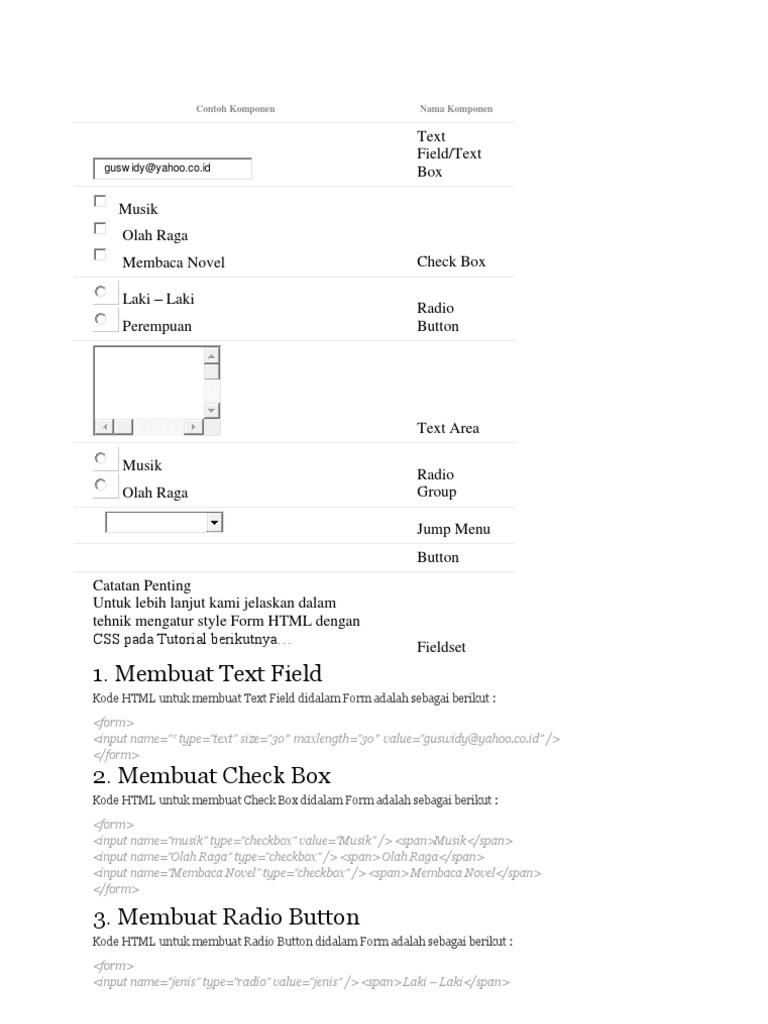 Contoh Komponen HTML | PDF