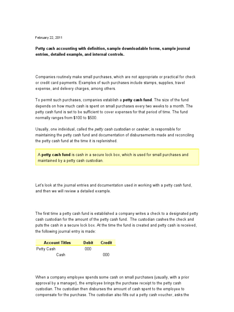 Petty Cash Accounting: A Comprehensive Guide to Definition, Journal ...