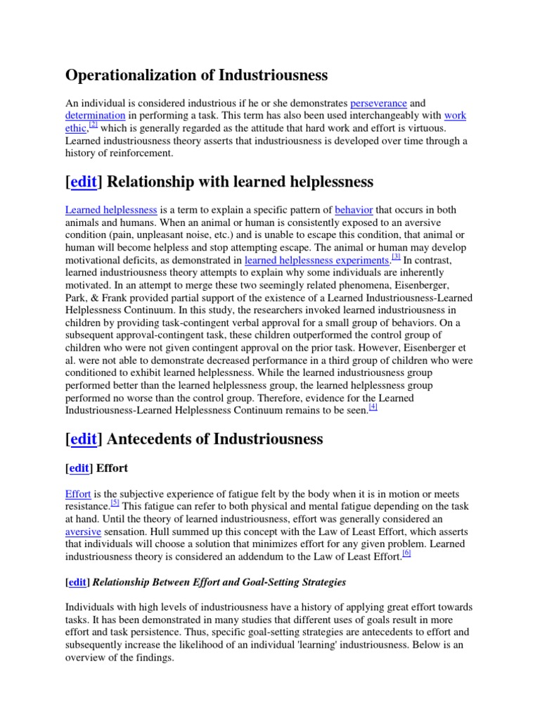 Learned Industriousness | PDF | Goal | Reinforcement