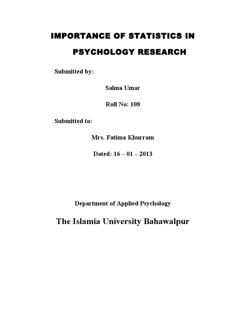 Importance of Statistics in Psychology | PDF | Statistics | Experiment