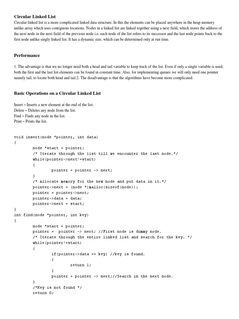 Circular Singly Link List | PDF | Pointer (Computer Programming) | Algorithms And Data Structures