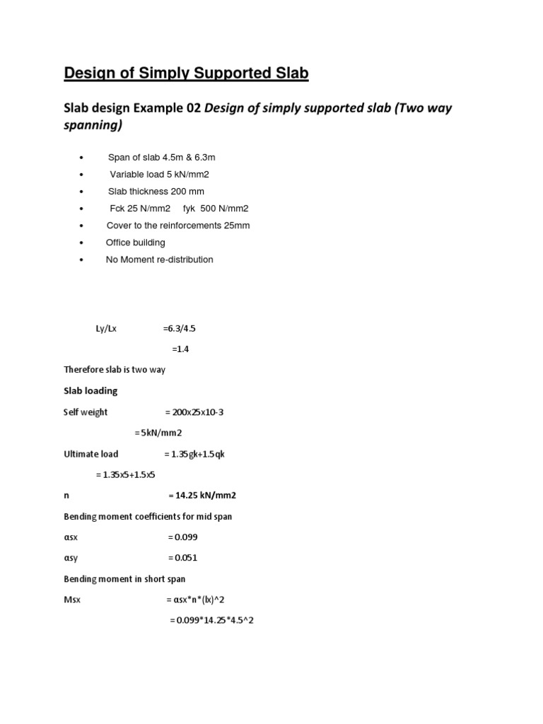 Design of Simply Supported Slab | PDF | Engineering | Structural Engineering