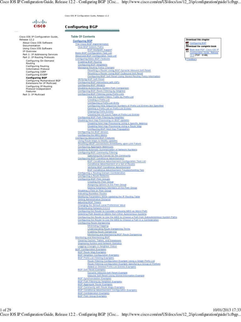 BGP Configuration Steps PDF | PDF | Routing | Router (Computing)