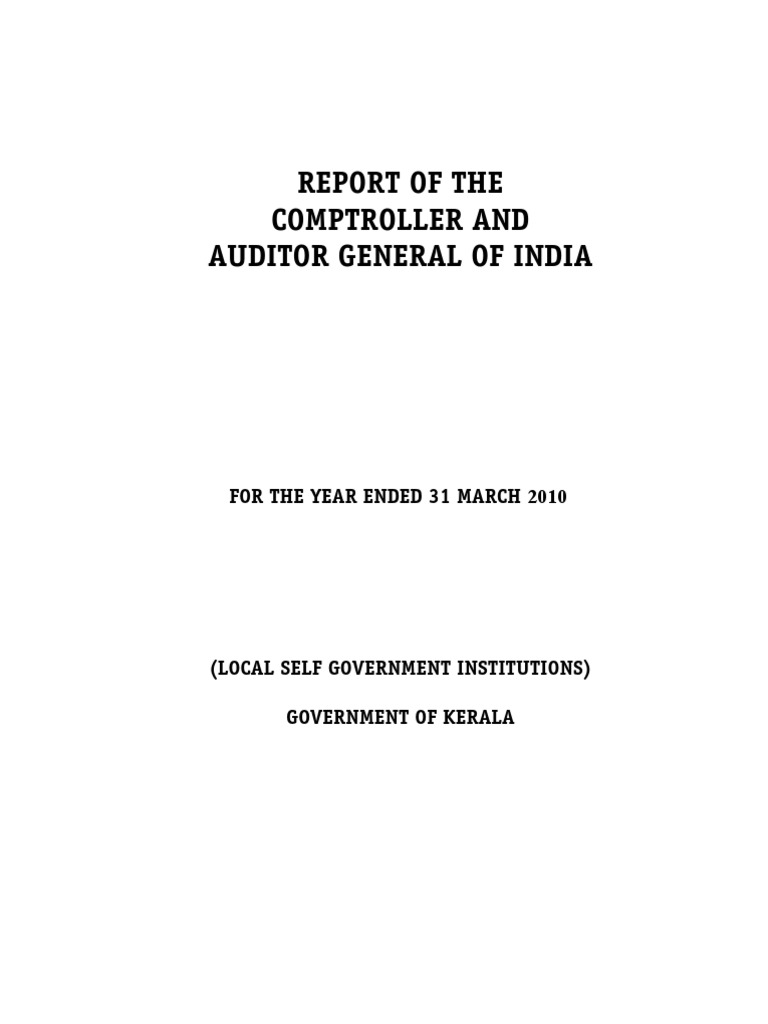 CAG Report on local governance in Kerala 2009 - 2010 | Audit | Government