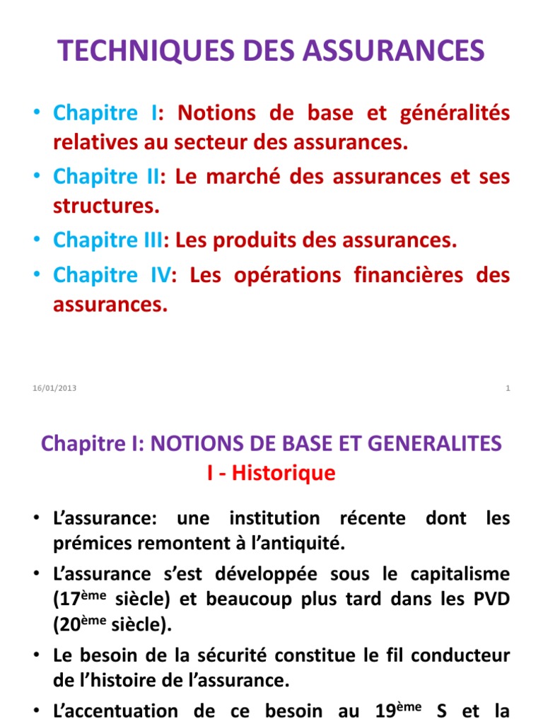 Techniques Des Assurances. (Cours s5) | PDF | Réassurance | Assurance