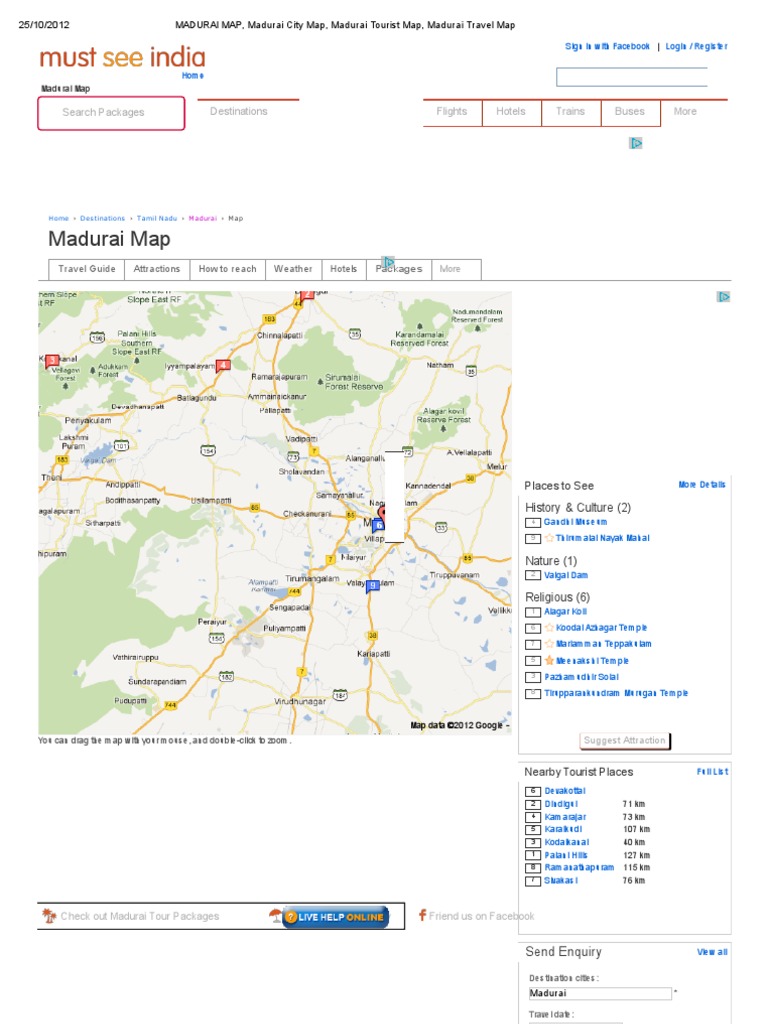 Madurai Map: Destinations Flights Hotels Trains Buses More Search ...