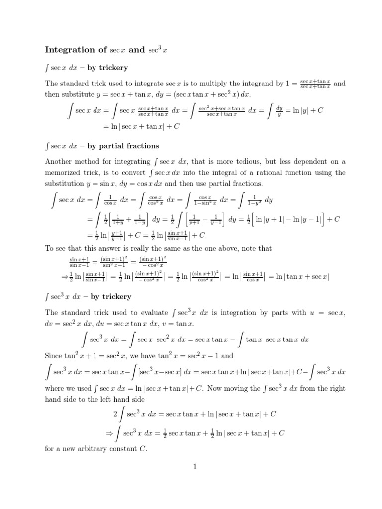 Sec3x Integral | PDF | Sine | Trigonometric Functions