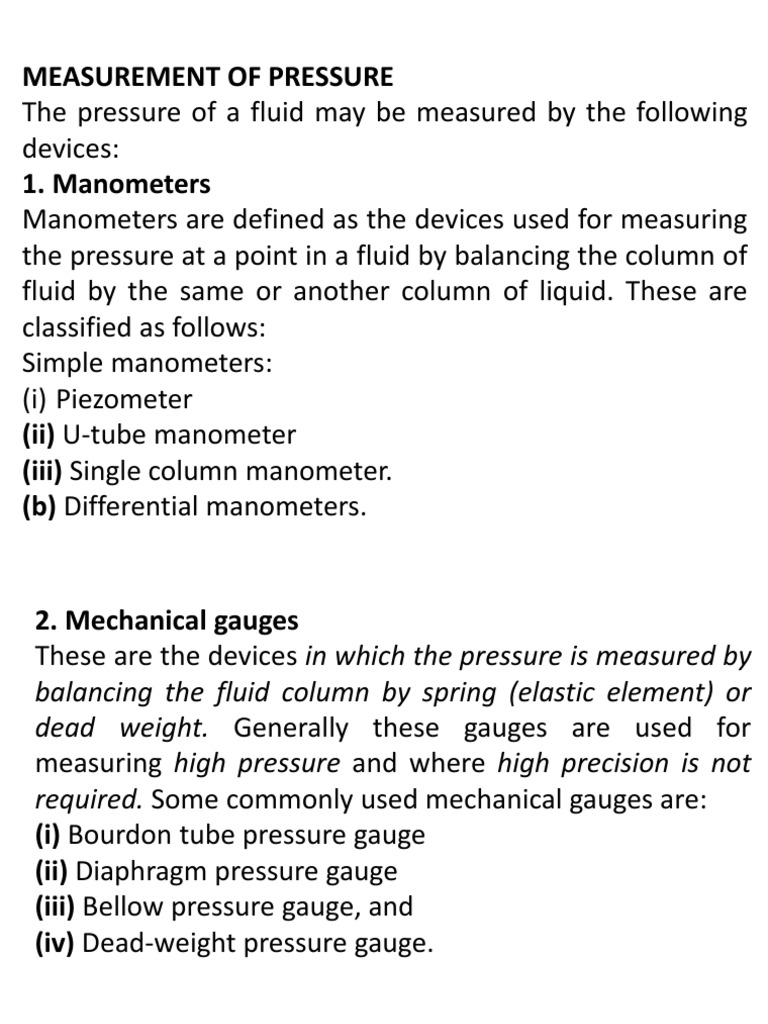 Pressure Measurement | PDF