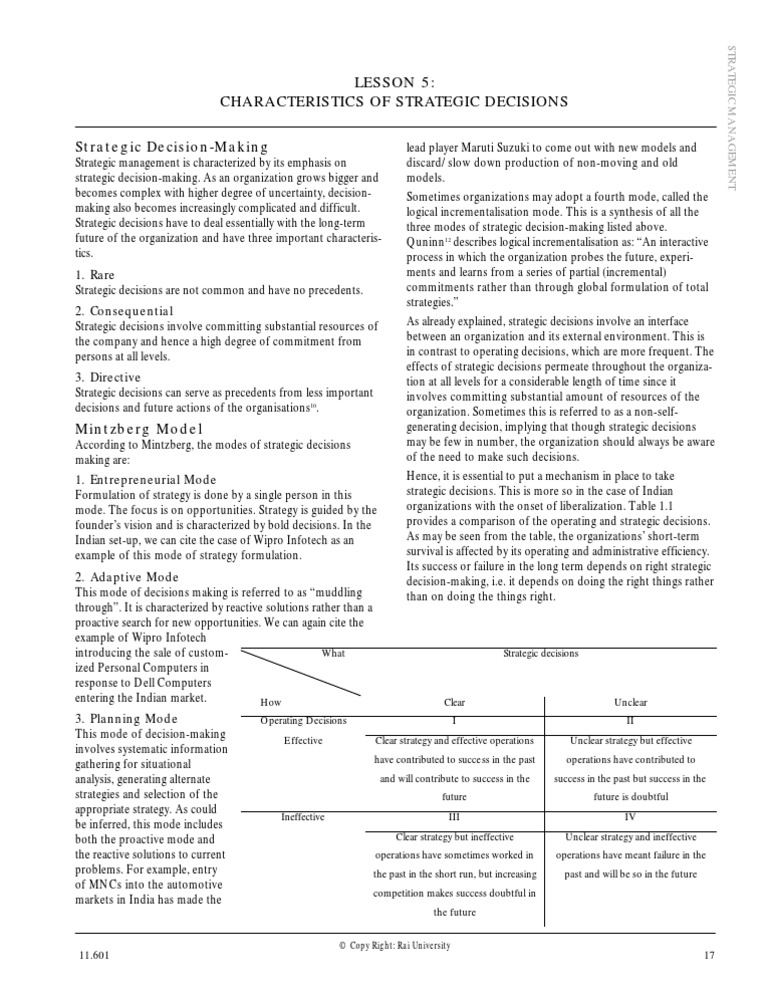 Modes of Strategic Decision Making | PDF | Decision Making | Strategic ...