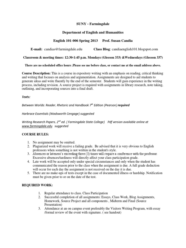 English 101 | PDF | Homework | Essays