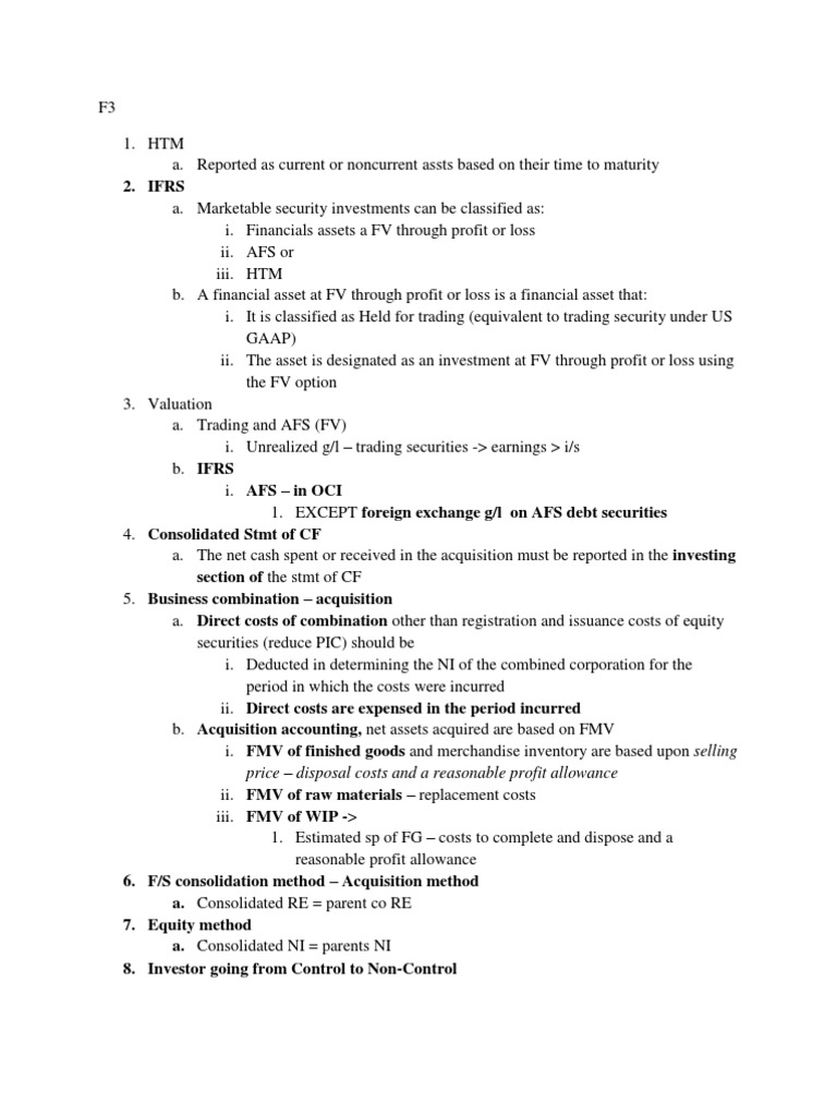 FAR Review Notes | PDF | Goodwill (Accounting) | Investing