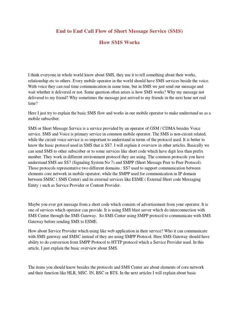 SMS Call Flow | PDF | Text Messaging | Mobile Technology